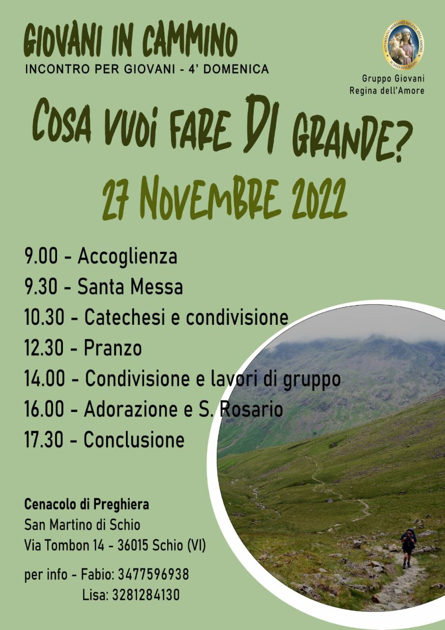 GIOVANI IN CAMMINO - DOMENICA 27 NOVEMBRE 2022 - Regina dell'Amore